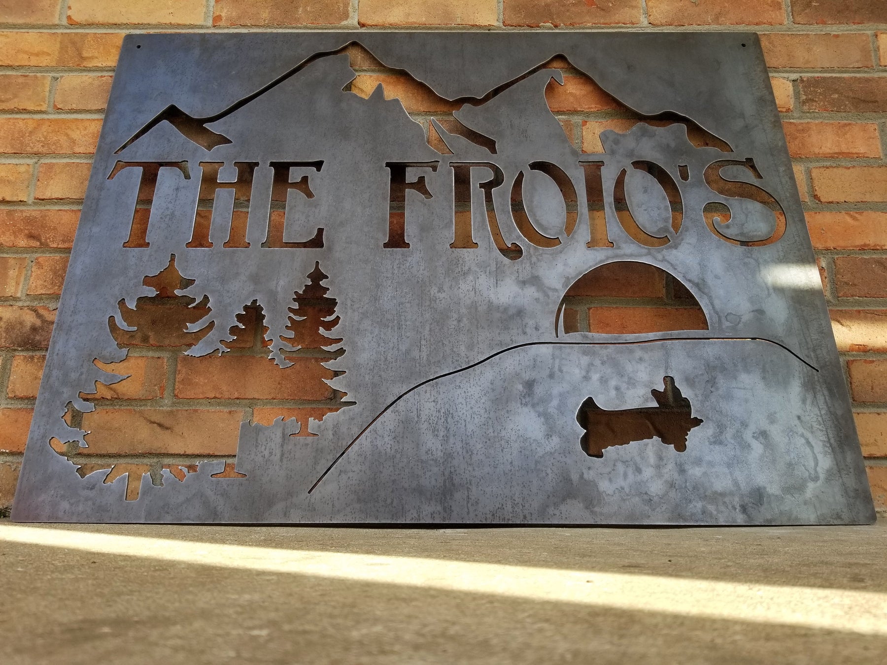 Personalized Metal Sign, Mountains and Trees, Scenic Sign – Maker Table