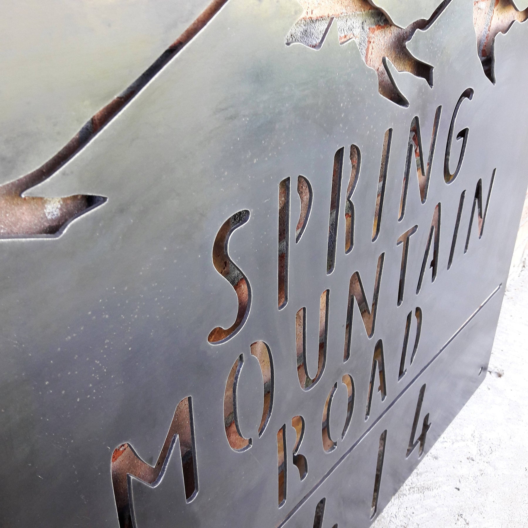 LARGE Custom Metal Hanging Address Sign - Mountain, House Number ...