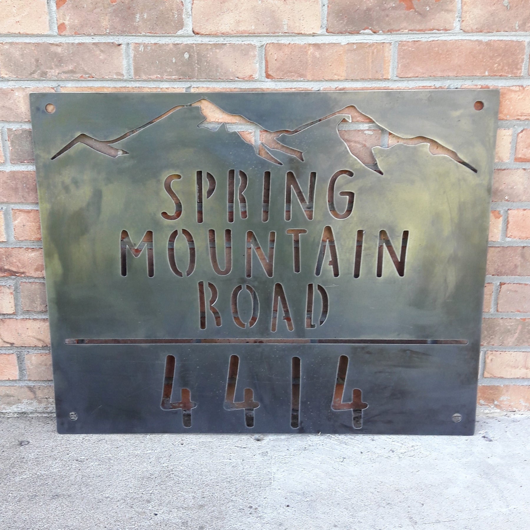 LARGE Custom Metal Hanging Address Sign - Mountain, House Number ...