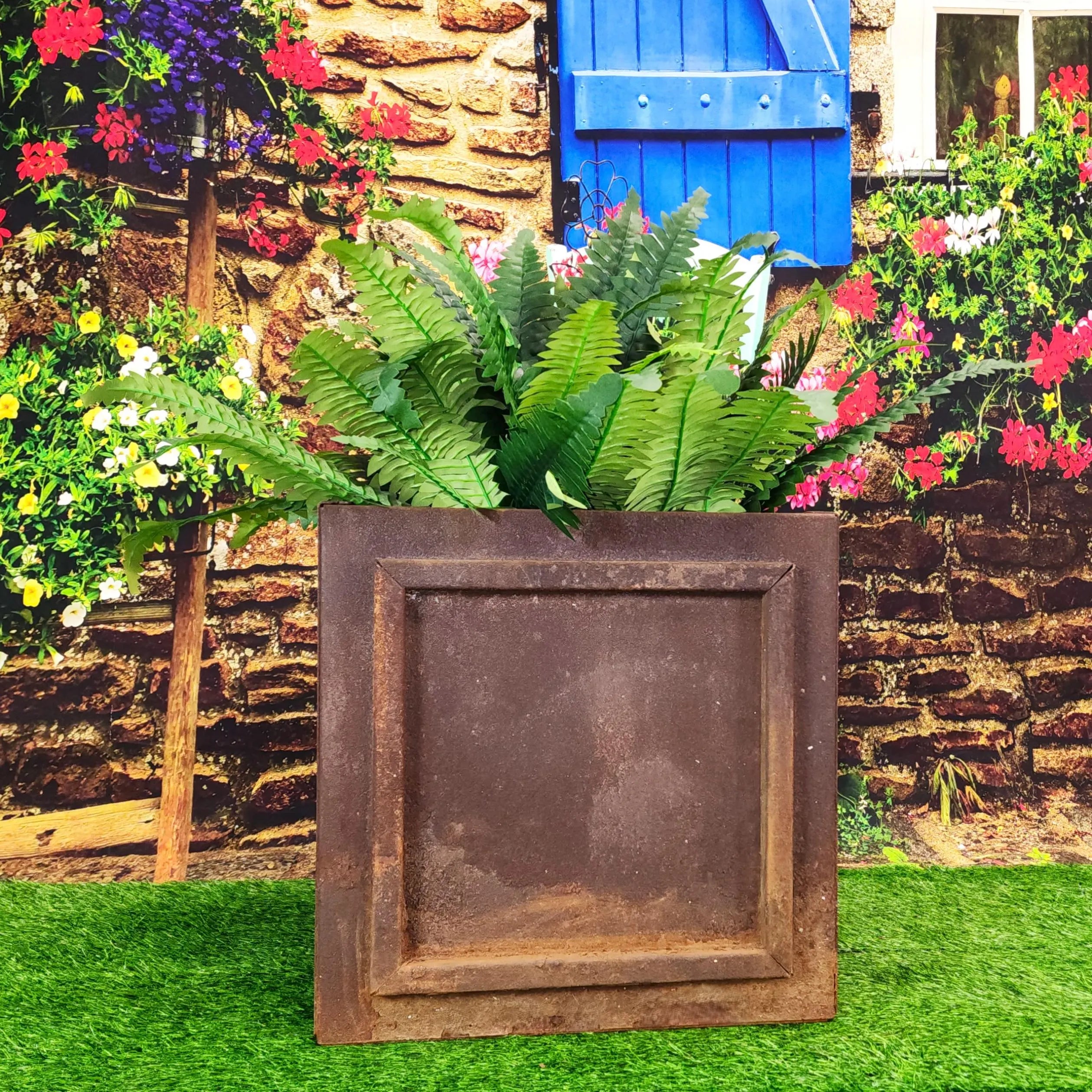 Rustic Metal Garden Planter Box – Mild Steel Outdoor Flower Pot with R ...