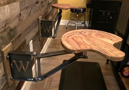Custom Swing-Away Bar Stool with Monogram | Steel Wall-Mounted Swivel ...