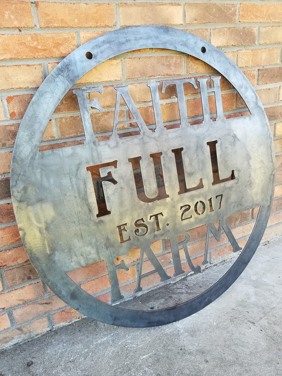 Hanging Farm Sign With Established- Custom Metal Sign – Maker Table