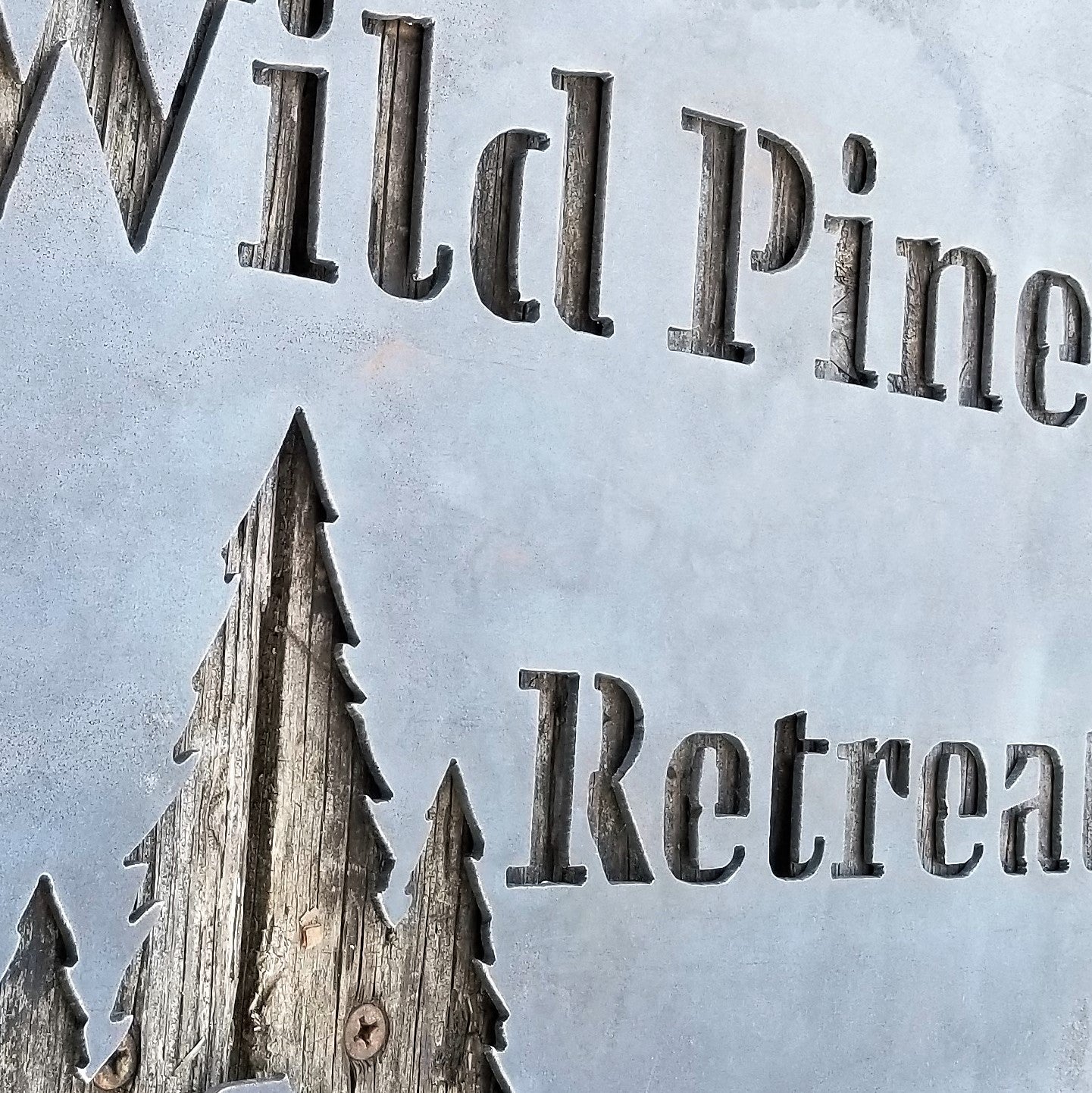 Wild Pines Retreat Sign - Custom Metal Sign, Pine Trees, Cabin, Resort ...
