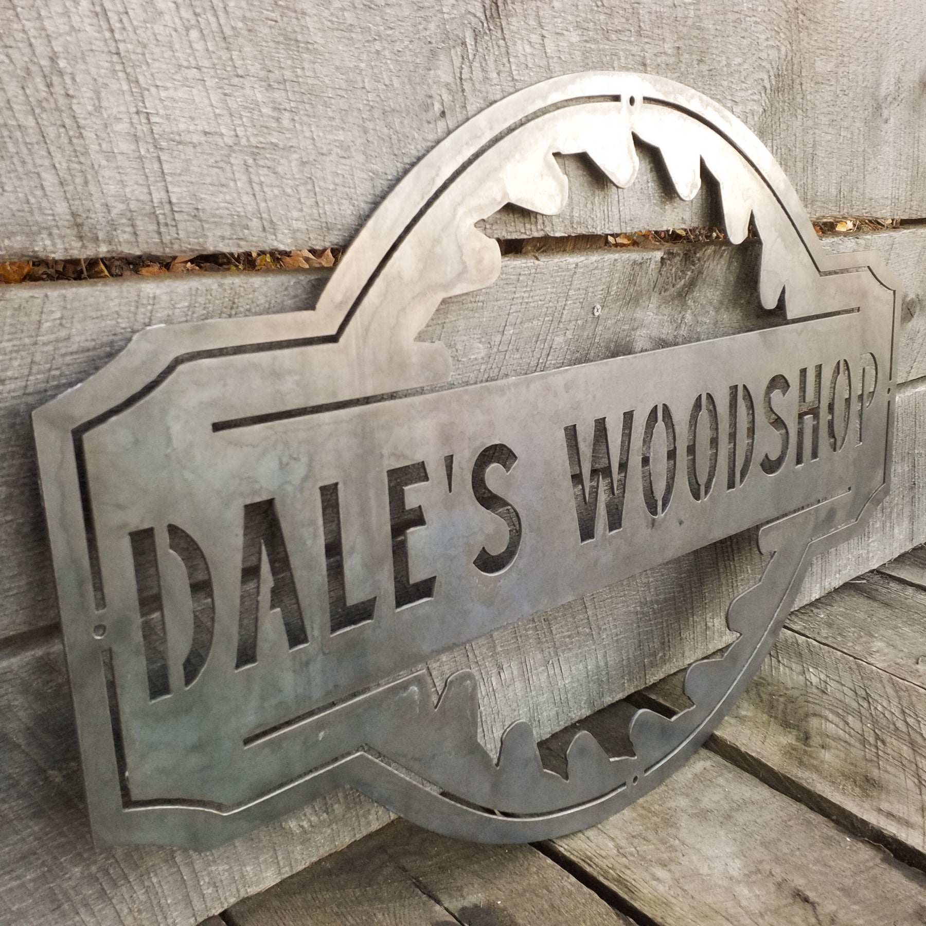 Personalized Woodshop Metal Sign | Custom Saw Blade Wall Art | Made in ...