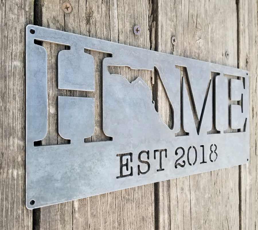Home State with Established Year Sign- Personalized Home State Date Si ...