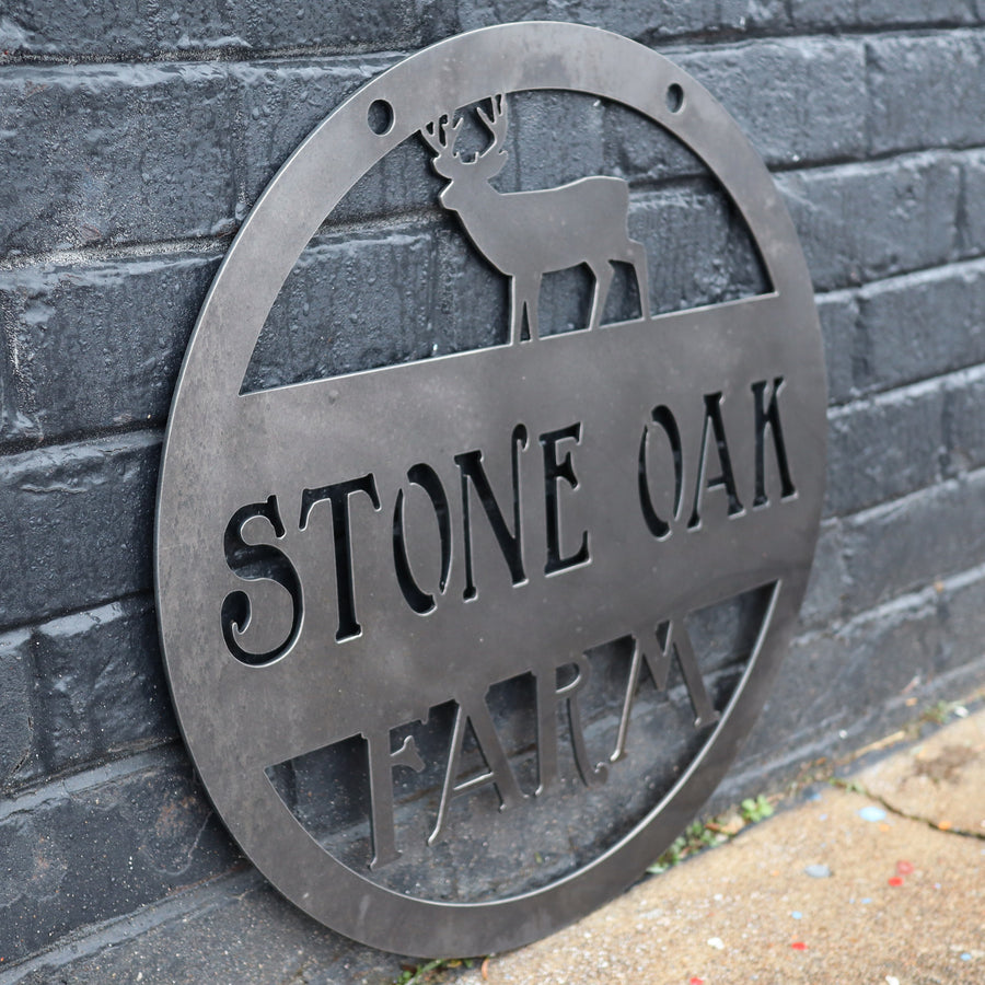 Round Hanging Metal Deer Farm Sign - Rustic Cabin Wall Art, Farmhouse ...