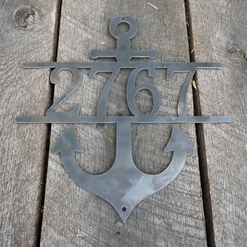 Nautical Address Sign - Metal Anchor - Porch Sign - Home Decor - Beach ...