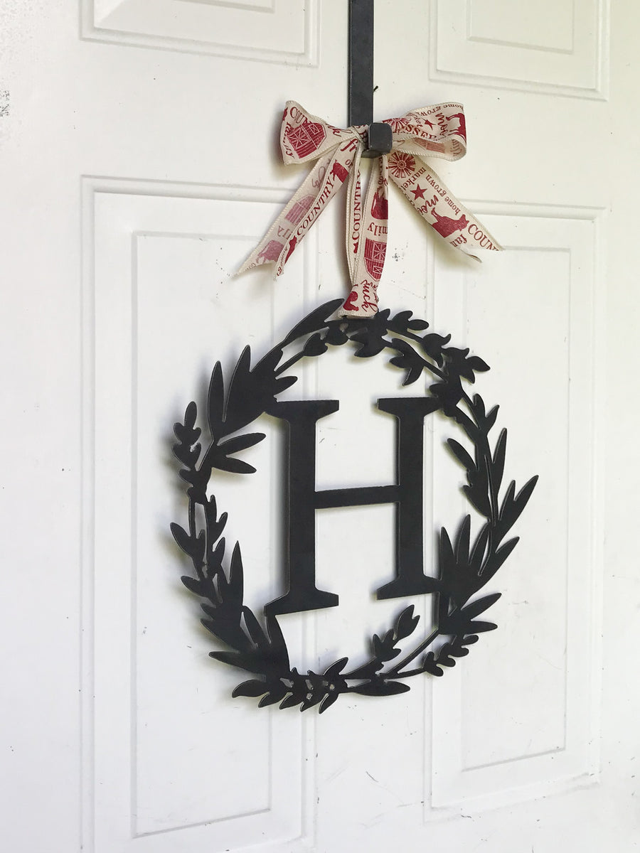 Custom Metal Monogram Floral Spring Wreath - Personalized Front Door ...