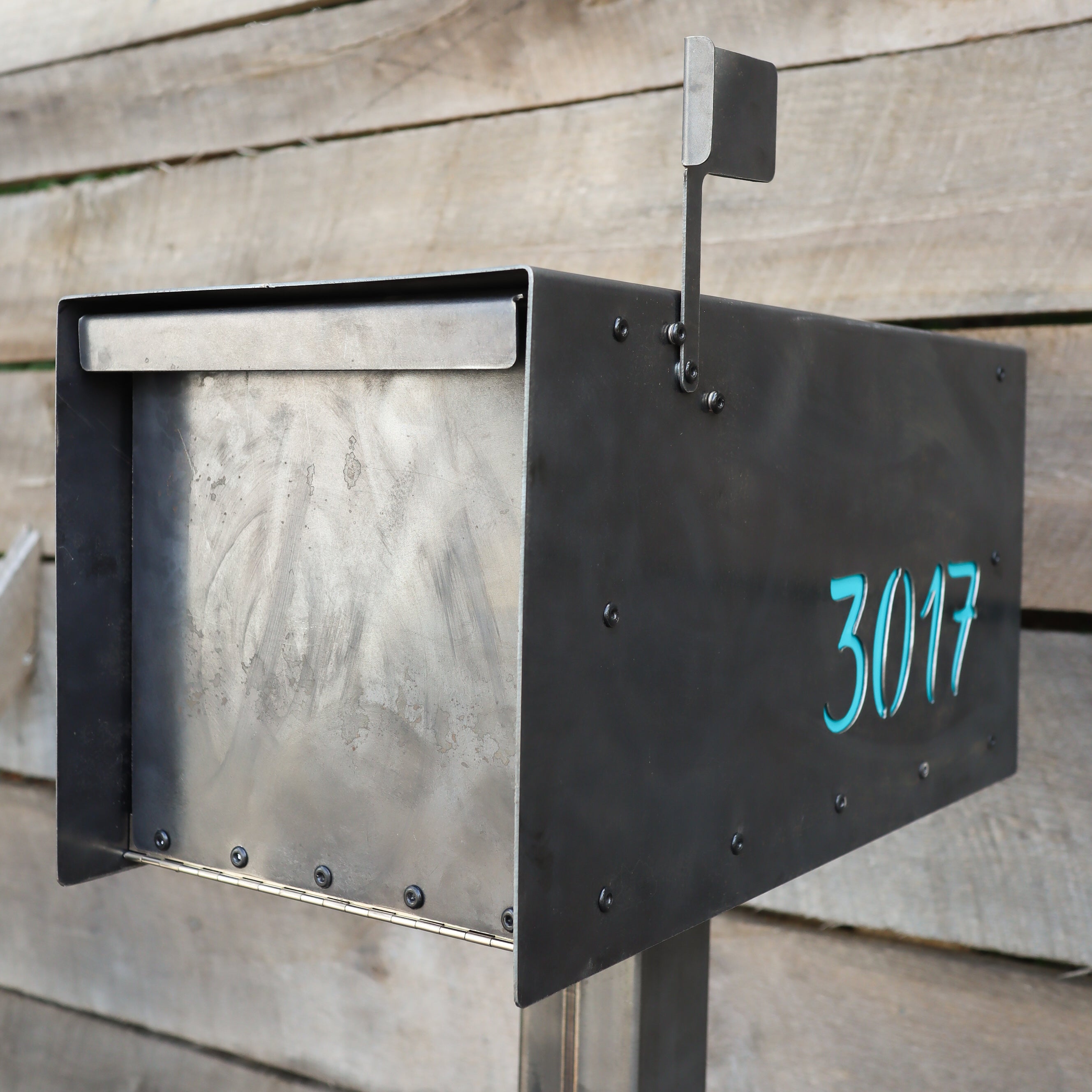 Custom Modern Steel Mailbox - Metal Address Mail Box with Personalized ...