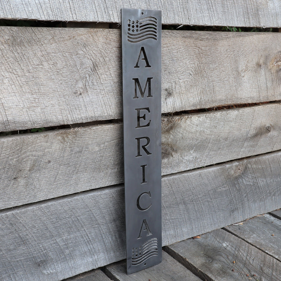 Personalized American Flag Metal Porch Sign - Patriotic Front Door Wal ...