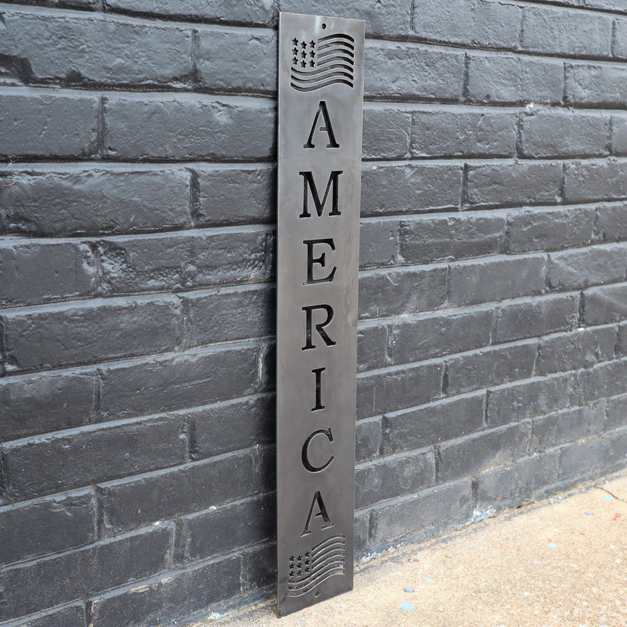Personalized American Flag Metal Porch Sign - Patriotic Front Door Wal ...