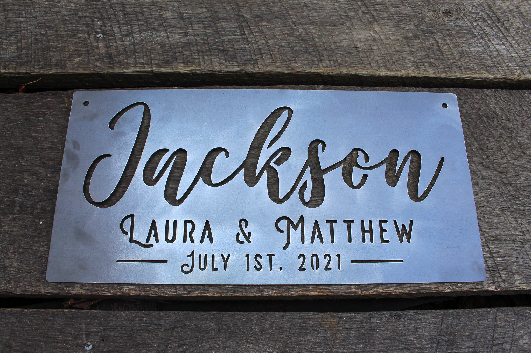 Personalized Wedding Gift - Custom Name and Date Sign - Metal Wedding ...