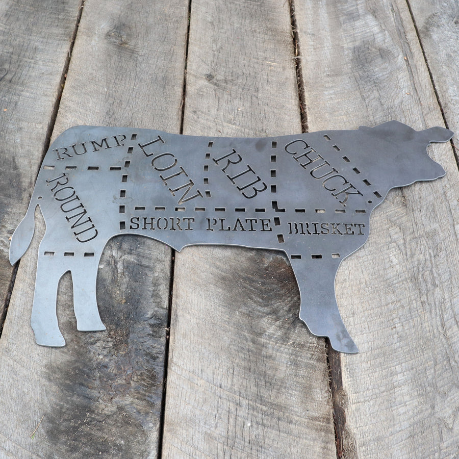 Beef Cuts Sign - Kitchen, Butcher Shop, Cow Metal Sign, Beef Art, Bee ...