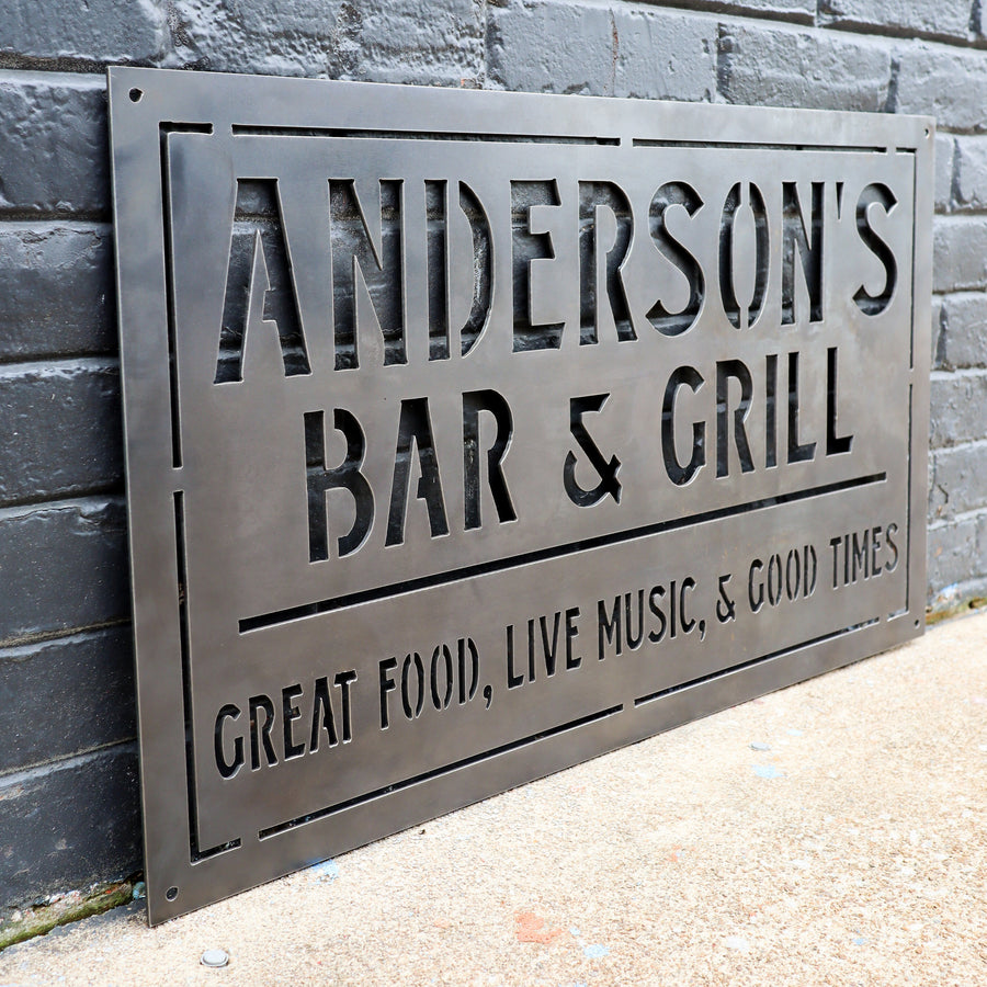 Custom Bar & Grill Sign – Personalized Outdoor Metal Sign | Maker Table