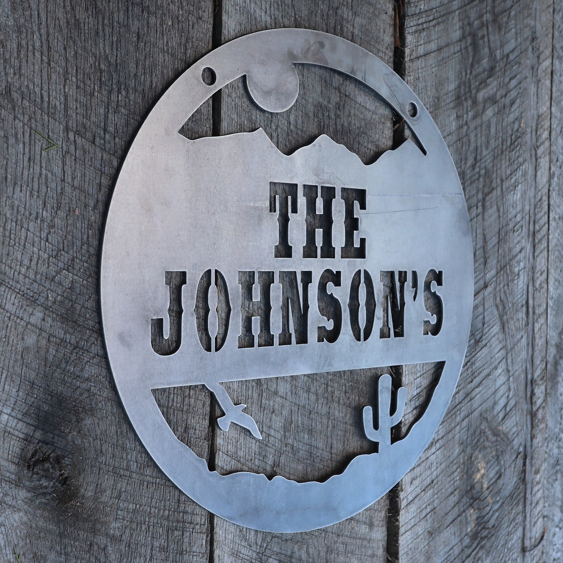Personalized Hanging Metal Southwestern Sign - Desert Mountain Decor ...