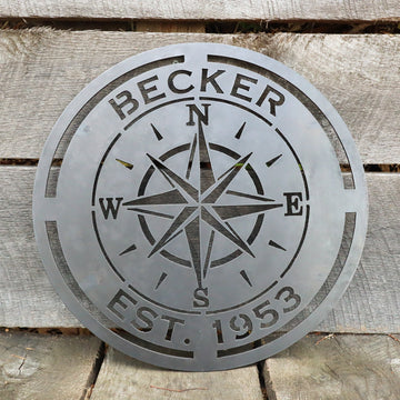 Compass Rose Wedding Gift Sign - Personalized Metal Nautical Wall Art ...