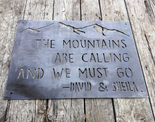 Couple's Mountain Sign - Custom Metal Sign, Outdoor Sign, Mountain sig ...