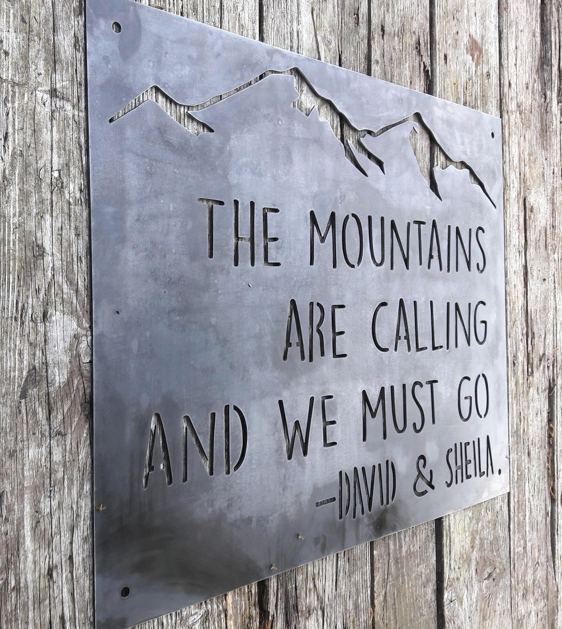 Couple's Mountain Sign - Custom Metal Sign, Outdoor Sign, Mountain sig ...