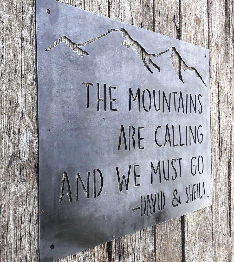 Couple's Mountain Sign - Custom Metal Sign, Outdoor Sign, Mountain sig ...