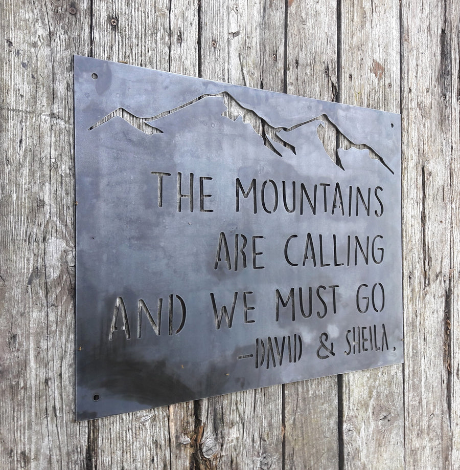 Couple's Mountain Sign - Custom Metal Sign, Outdoor Sign, Mountain sig ...