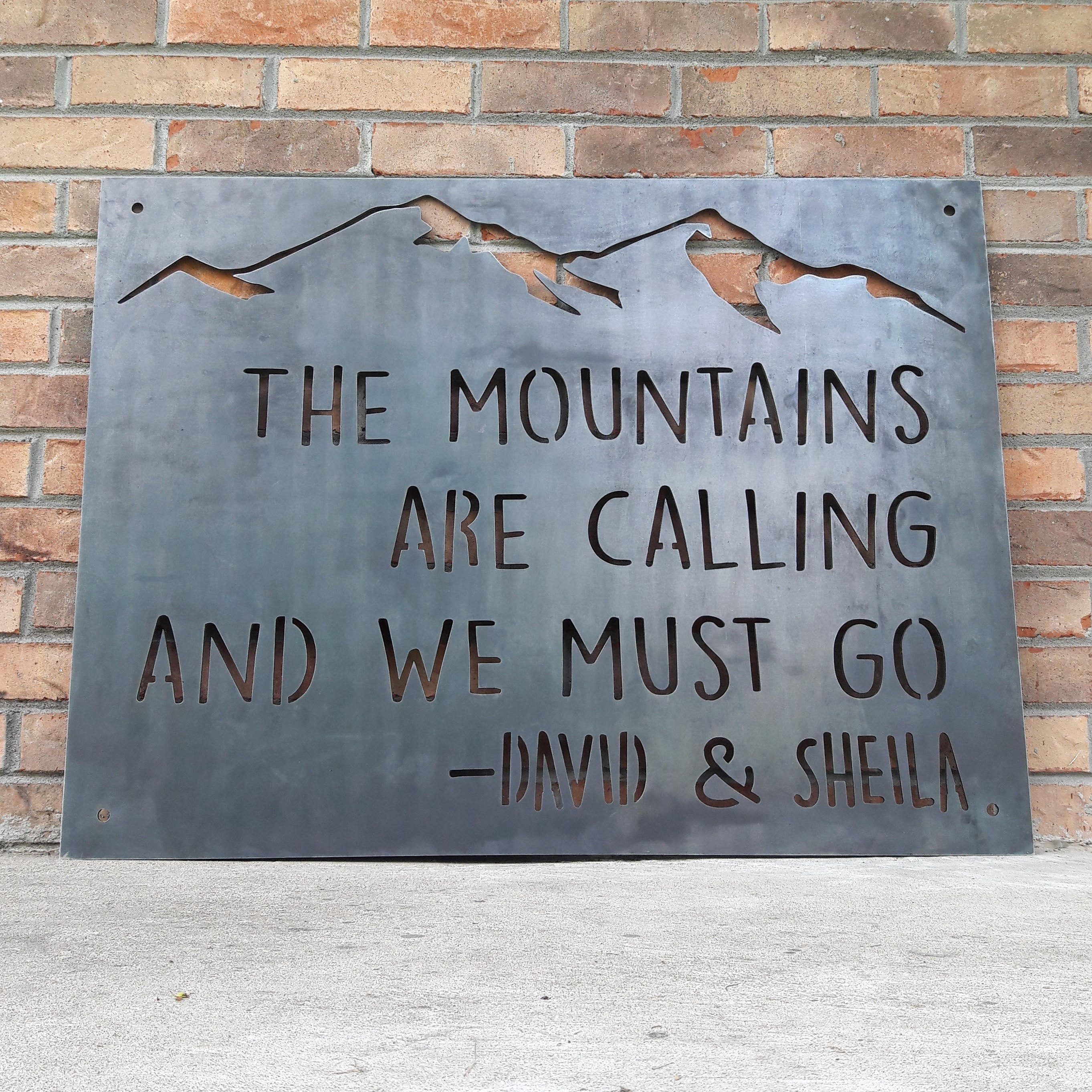 Couple's Mountain Sign - Custom Metal Sign, Outdoor Sign, Mountain sig ...