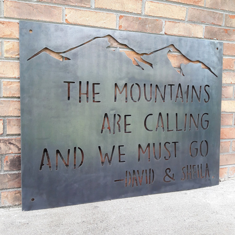 Couple's Mountain Sign - Custom Metal Sign, Outdoor Sign, Mountain sig ...